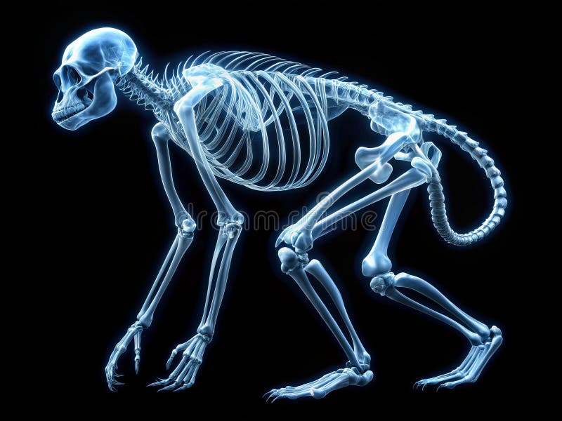 Unveiling Primate Anatomy a Glowing XRay of a Monkey Skeleton Reveals ...