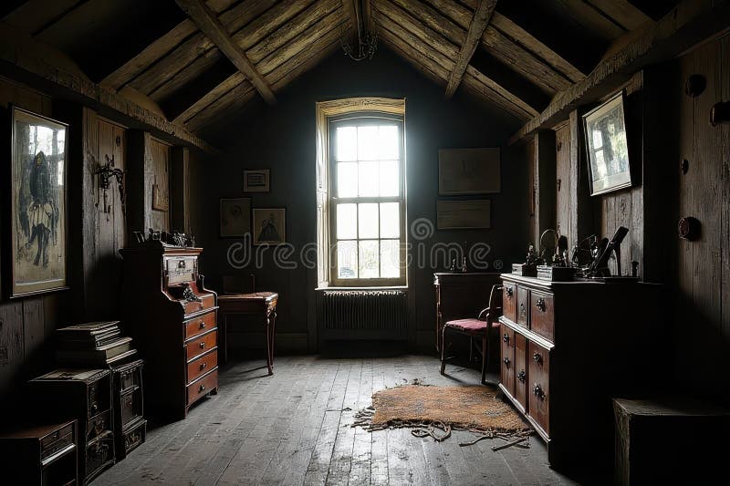Unveiling Spirits: a Creepy Attic Experience Revealed Stock ...