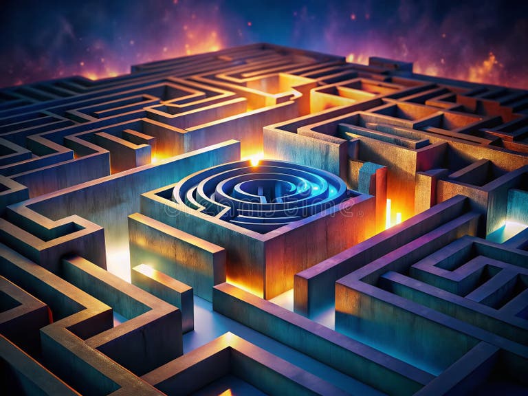 Unveiling a Surreal 3D Labyrinth Explore Intricate Pathways Glowing ...