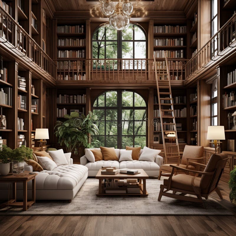 Unveiling Visual Verses: Artistically Designed Library Interior Stock ...