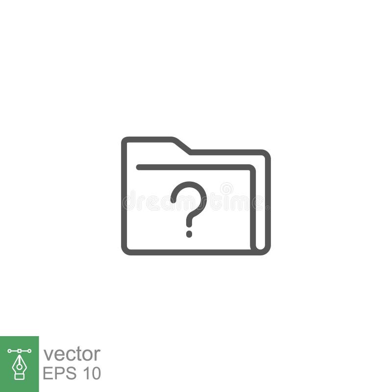 Unverify Documents File Line Icon. FAQ Folder with Question Mark Badge ...