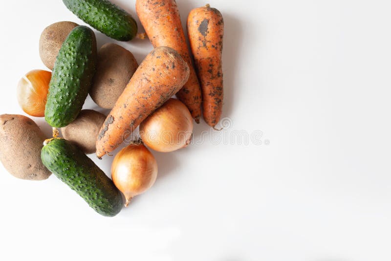 Unwashed Vegetables on White Table Stock Photo - Image of wooden ...