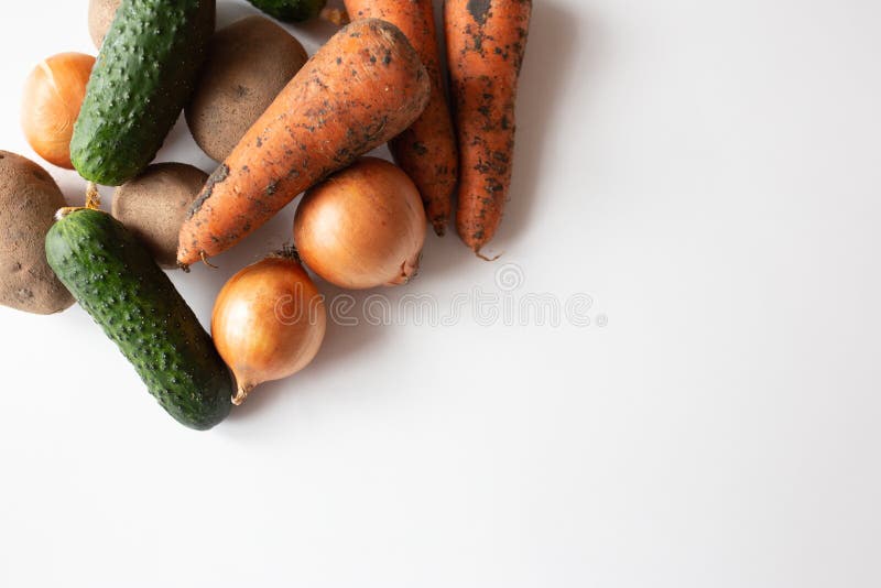 Unwashed Vegetables on White Table Stock Image - Image of farm ...