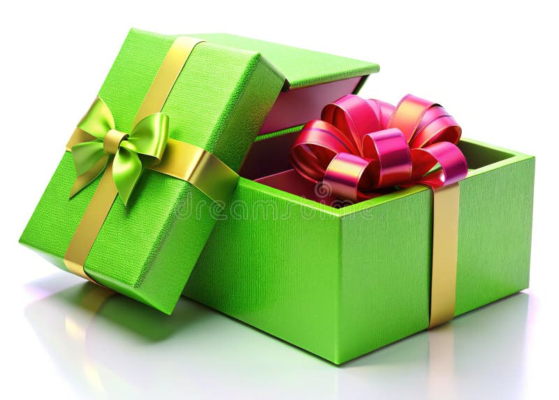 Exquisite Emerald Green Gift Box an Open Present Detailed AI Art ...