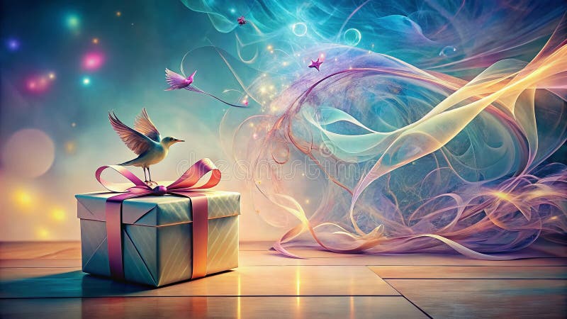 Unwrap Wonder a Surreal Line Drawing Gift Box Design for Whimsical ...