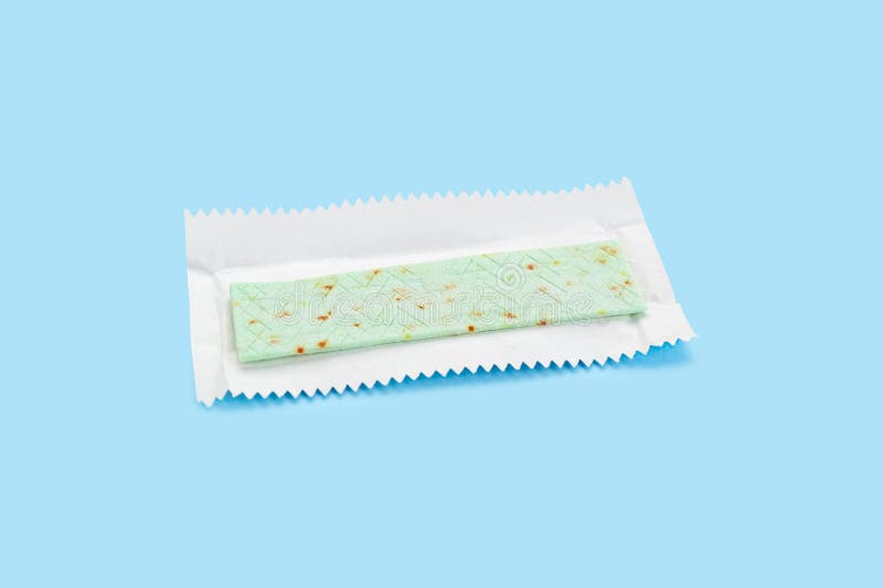 Unwrapped Stick of Chewing Gum on Light Blue Background Stock Image ...