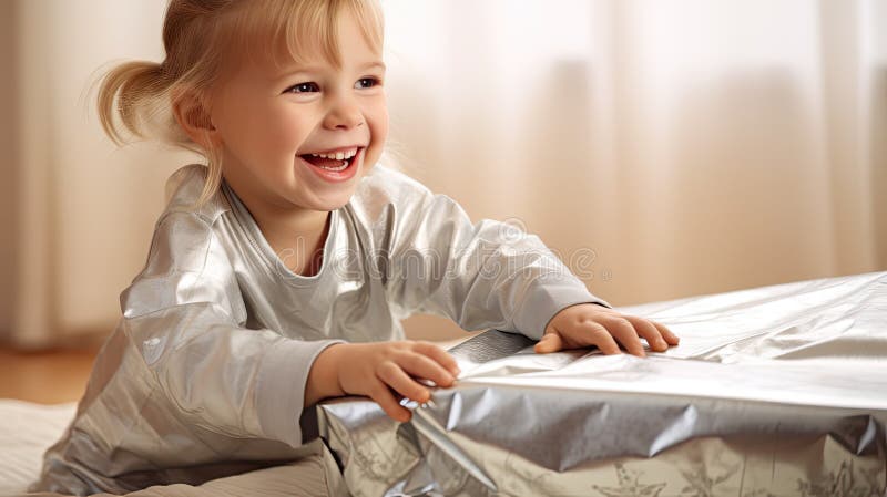 Unwraps Silver Wrapping Paper Stock Illustration - Illustration of ...