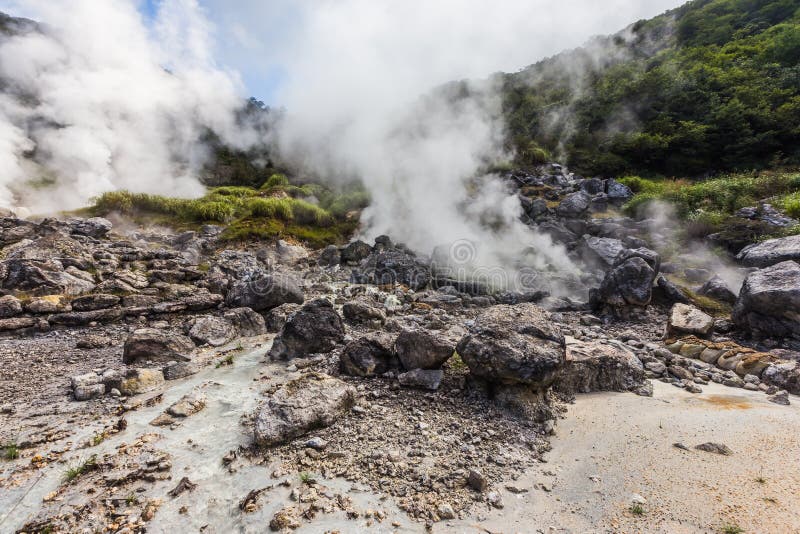 Unzen Hot Spring & Unzen Hell Landscape in Nagasaki, Kyushu. Stock ...