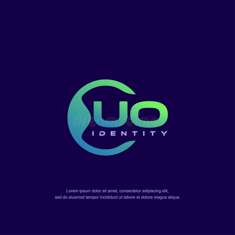 UO Initial Letter Circular Line Logo Template Vector with Gradient ...