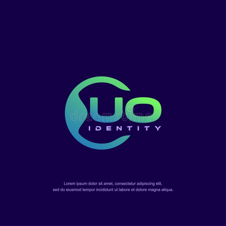 UO Initial Letter Circular Line Logo Template Vector with Gradient ...