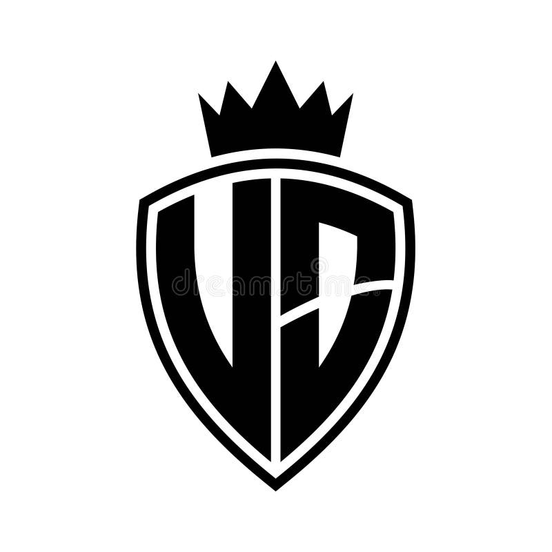 UO Letter Monogram Shield and Crown Outline Shape with Black and White ...