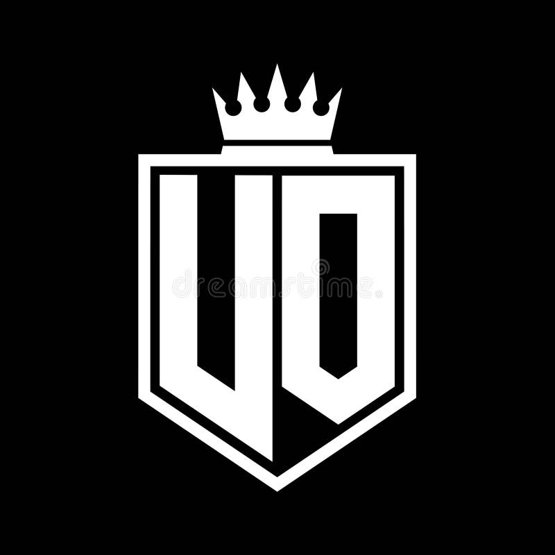 UO Logo Monogram Bold Shield Geometric Shape with Crown Outline Black ...