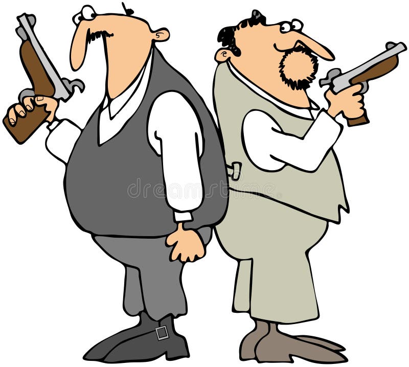 Uomo Con La Pistola Di Duello Illustrazione Vettoriale - Illustrazione ...