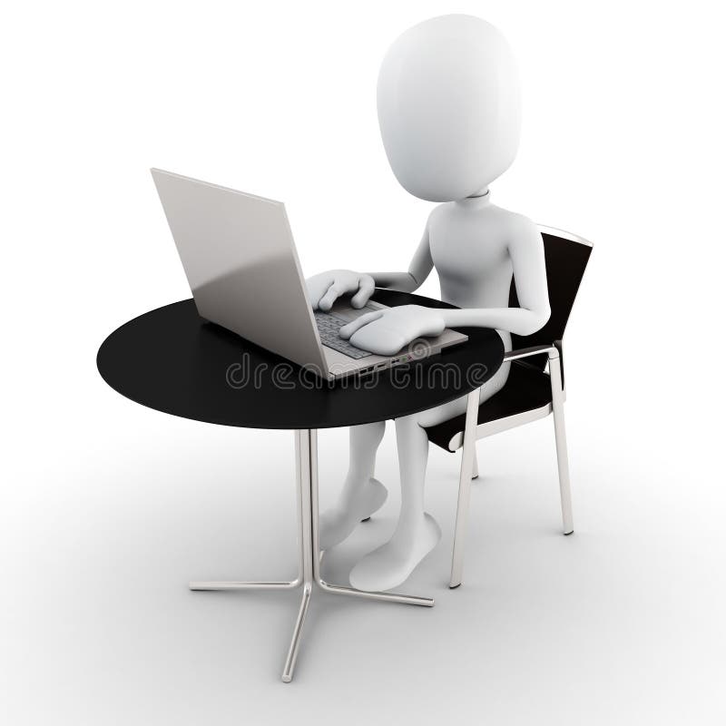 Uomo 3d Che Lavora Al Suo Computer Portatile Illustrazione di Stock ...