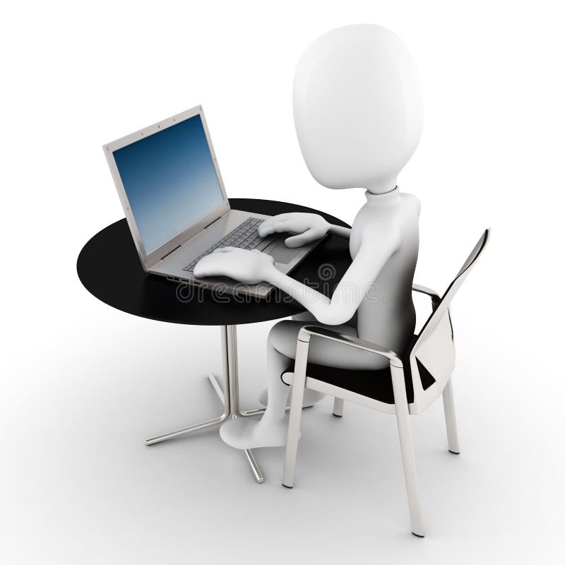 Uomo 3D Che Lavora Al Suo Laptop Illustrazione di Stock - Illustrazione ...