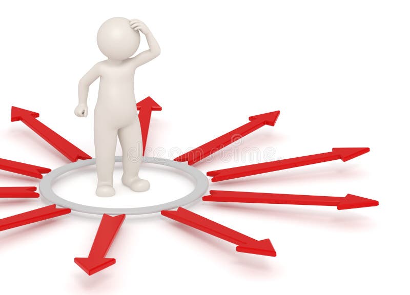 Uomo 3d che pensa - scelte illustrazione di stock. Illustrazione di ...