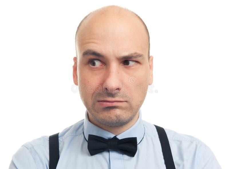 Uomo calvo serio scettico fotografia stock. Immagine di caucasico ...