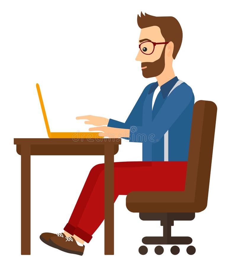 Uomo Che Lavora Al Computer Portatile Illustrazione Vettoriale ...
