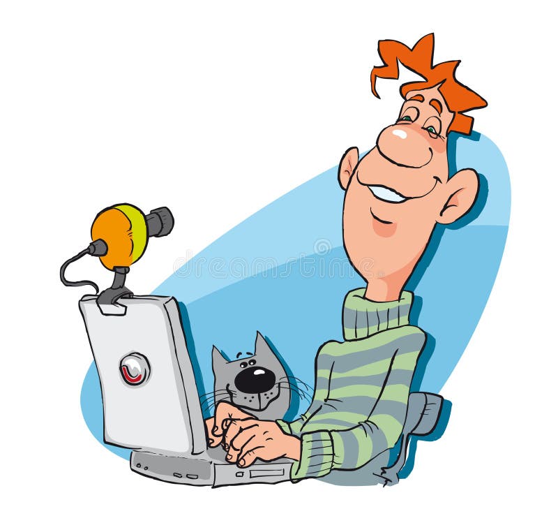 Uomo Con Il Pc Del Computer Portatile Illustrazione Vettoriale ...