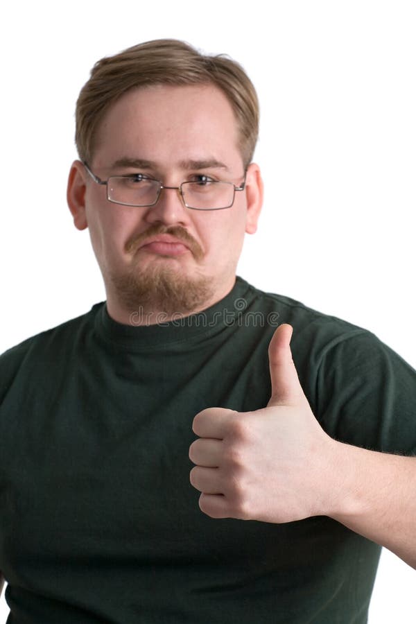 Uomo con il pollice in su immagine stock. Immagine di granelli - 4319303