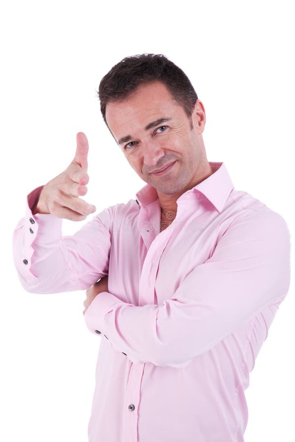Uomo D'affari Con Il Pollice Alzato Come Segno Di Successo Fotografia ...