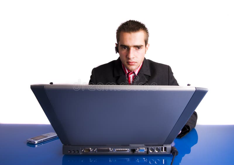 Uomo D'affari Che Lavora Al Computer Portatile Fotografia Stock ...