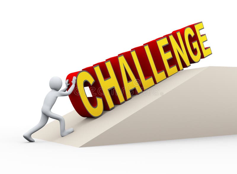 Uomo 3d Che Spinge Parola Di Sfida Illustrazione di Stock ...