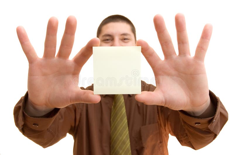 Uomo Di Affari Con L'appunto in Bianco 2 Immagine Stock - Immagine di ...