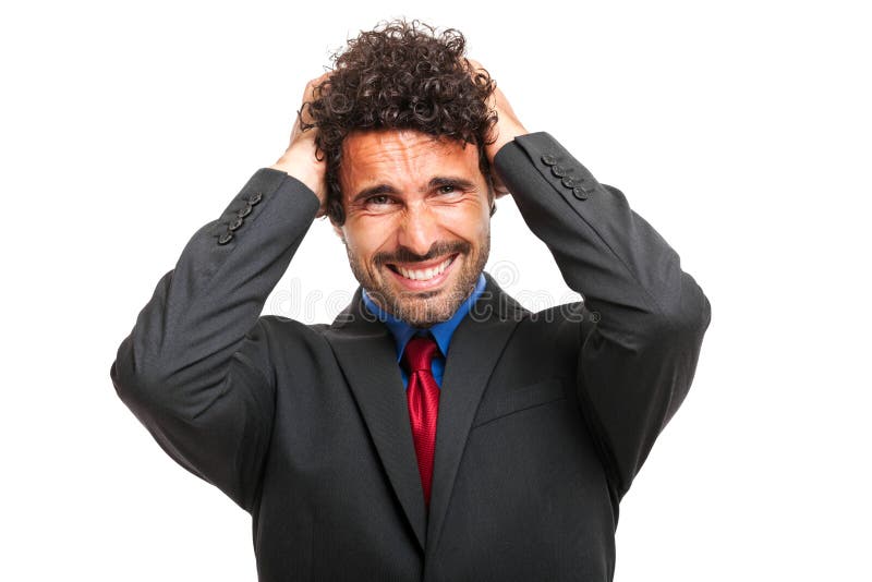 Uomo Di Grido Disperato Contro Il Cielo Drammatico Fotografia Stock ...