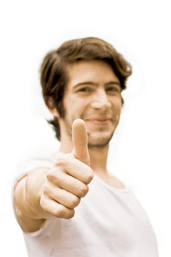 Uomo Felice Con Il Pollice in Su Immagine Stock - Immagine di suoneria ...