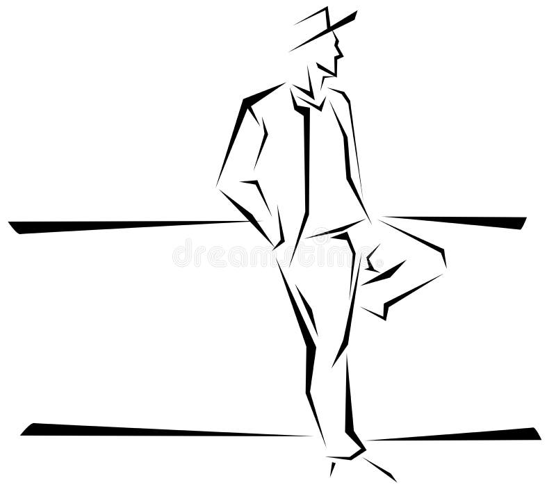 Uomo Stilizzato Su Una Parete Con Il Cappello Illustrazione Vettoriale ...