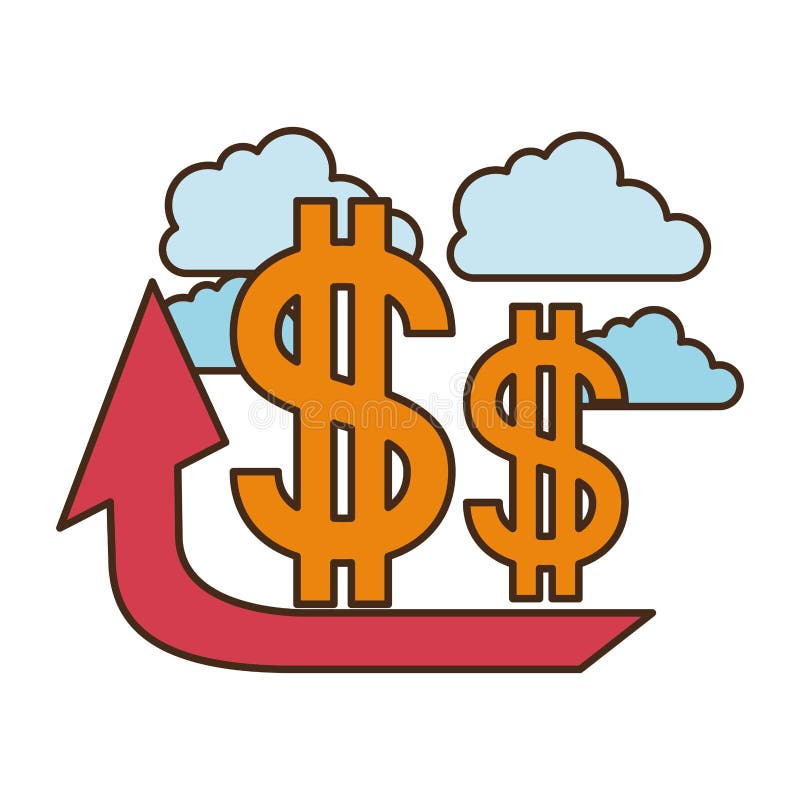 Up Arrow with Dollar Symbol Isolated Icon Stock Vector - Illustration ...