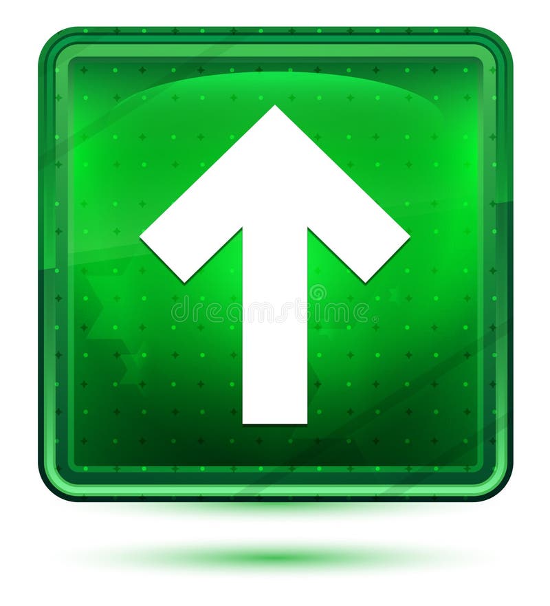 Up Arrow Icon Neon Light Green Square Button Stock Illustration ...