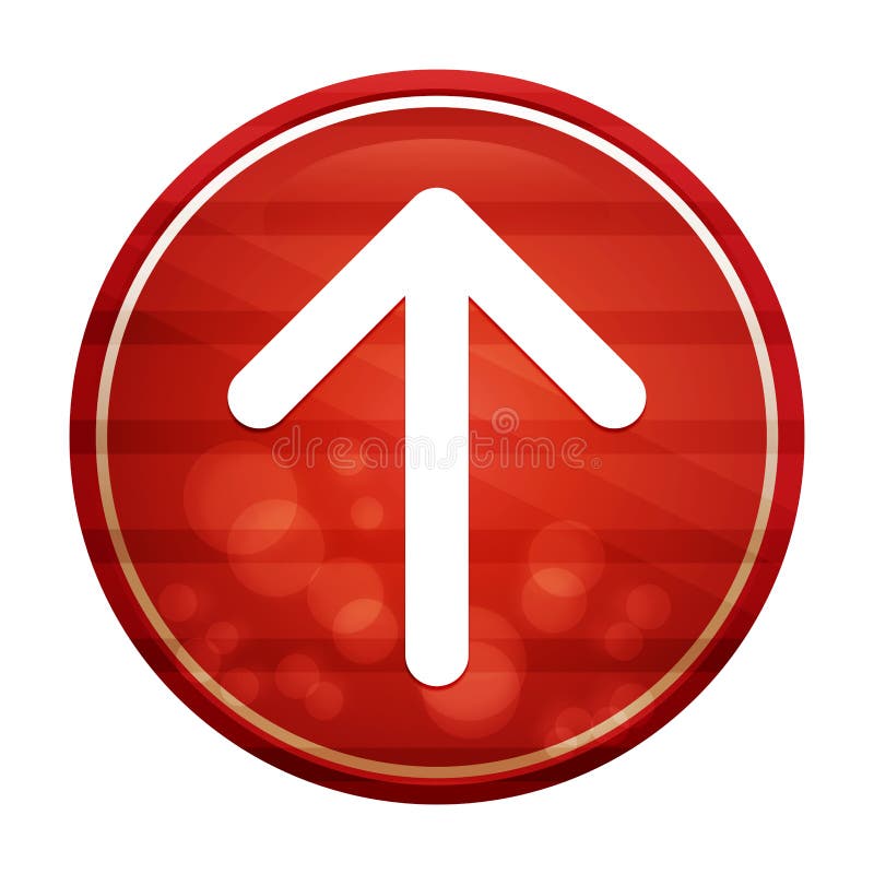 Up Arrow Icon Realistic Diagonal Motion Red Round Button Illustration ...