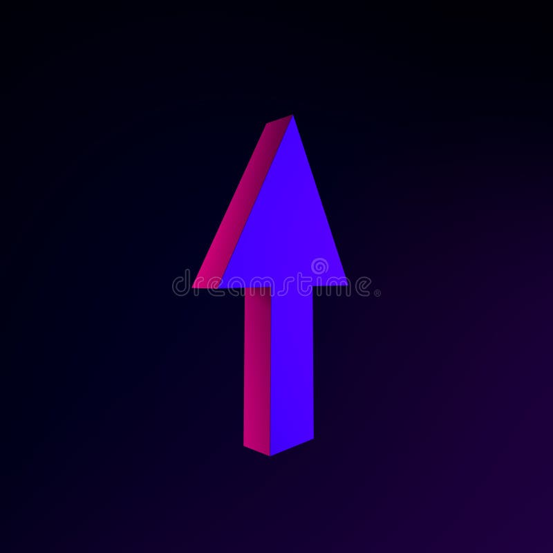 Up Arrow Neon Icon. 3d Rendering Ui Ux Interface Element. Dark Glowing ...