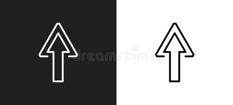 Up Arrow Outline Icon in White and Black Colors. Up Arrow Flat Vector ...