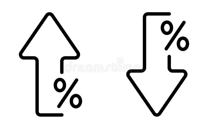 Up Arrow Percentage and Down Arrow Percentage Icon Stock Illustration ...