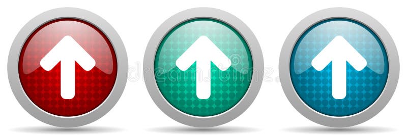 Up Arrow, Upload Vector Icon Set, Glossy Web Buttons Collection Stock ...