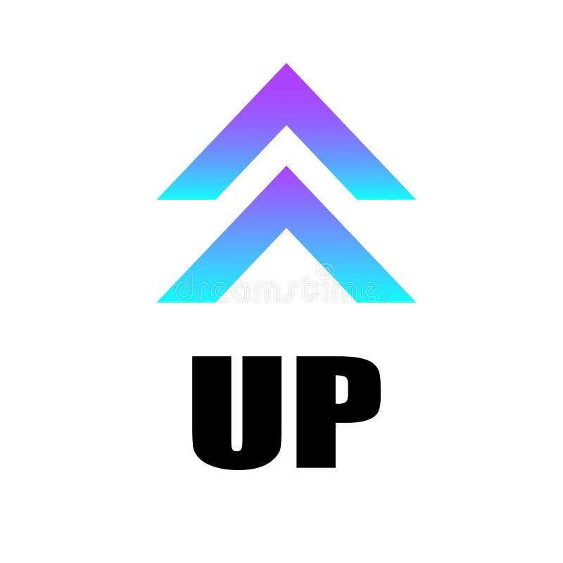 Up Arrows Graphic. Gradient Purple Blue. Letter U and P. Isolated ...