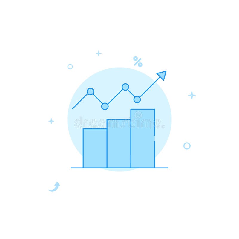 Up Chart Graph, Growth Flat Vector Icon. Filled Line Style. Blue ...