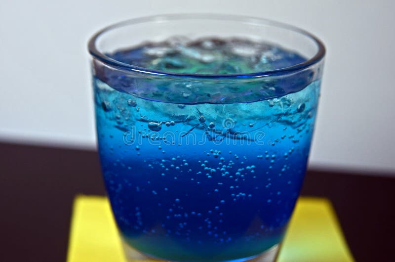 Up Close of Blue Drink with Ice Stock Photo - Image of summer, bubbles ...