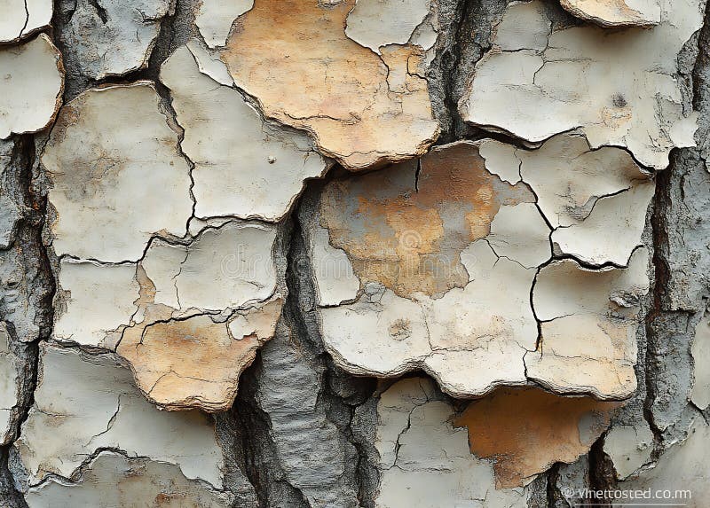 Up Close Detailed View of Flaky, Peeling Tree Bark Surface Texture on ...