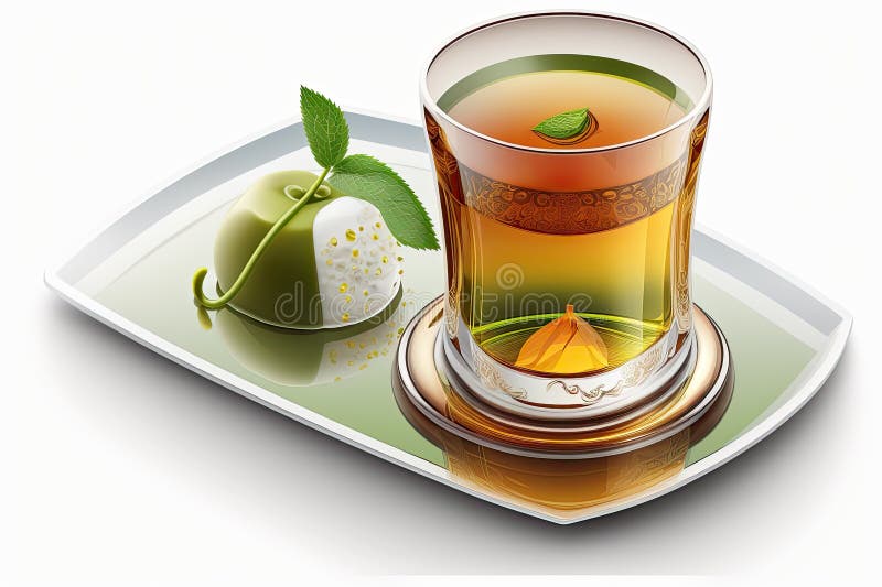 Up Close of a Glass of Traditional Turkish Tea Served on a Platter ...