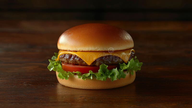 An Up-close Image of a Classic Cheeseburger Featuring Lettuce, Tomato ...