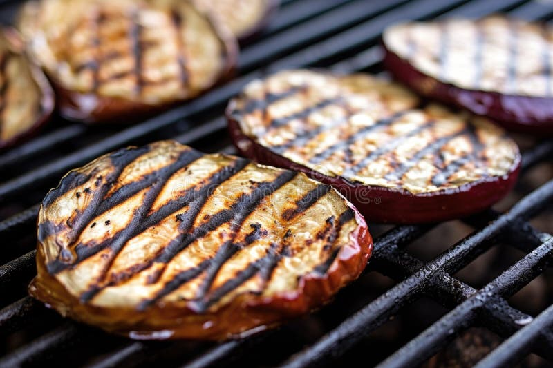 Up Close Image of Grill Marks on a Grilled Eggplant Slice Stock ...