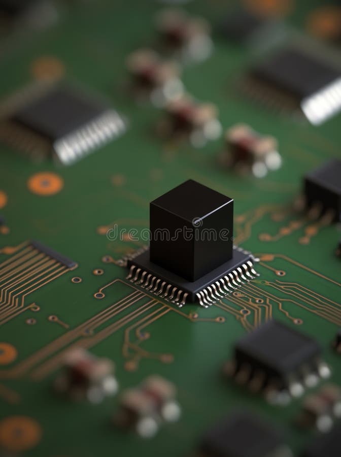 An Up-close Image of a Microchip Glowing on a Circuit Board Stock Image ...