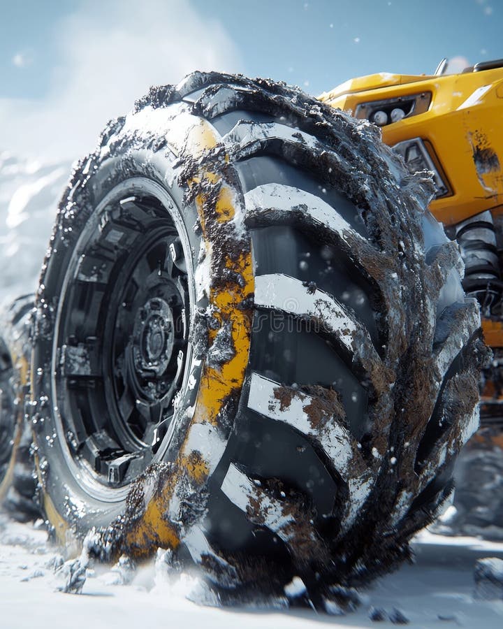 An Up-close Image of a Robust Tire, Emphasizing Its Tread Design and ...