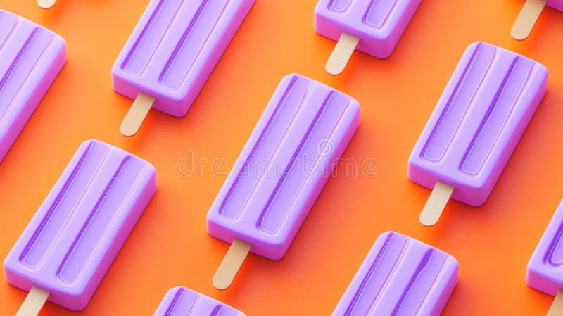 An Up-close Image of Violet Popsicles Displayed on a Vivid Orange ...