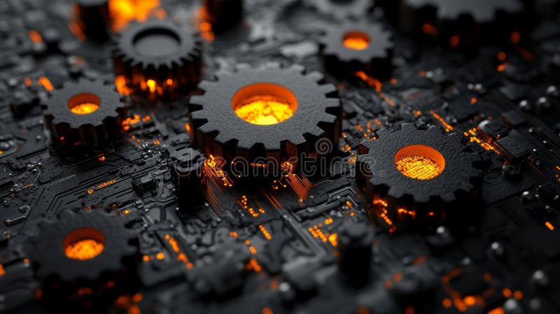An Up-close Look at a Detailed Circuit Board Adorned with Vivid Orange ...