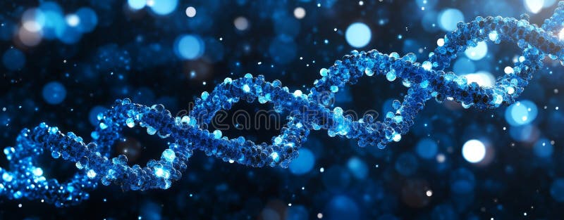 An Up-close Look at a DNA Double Helix, Illuminated by a Bright Blue ...